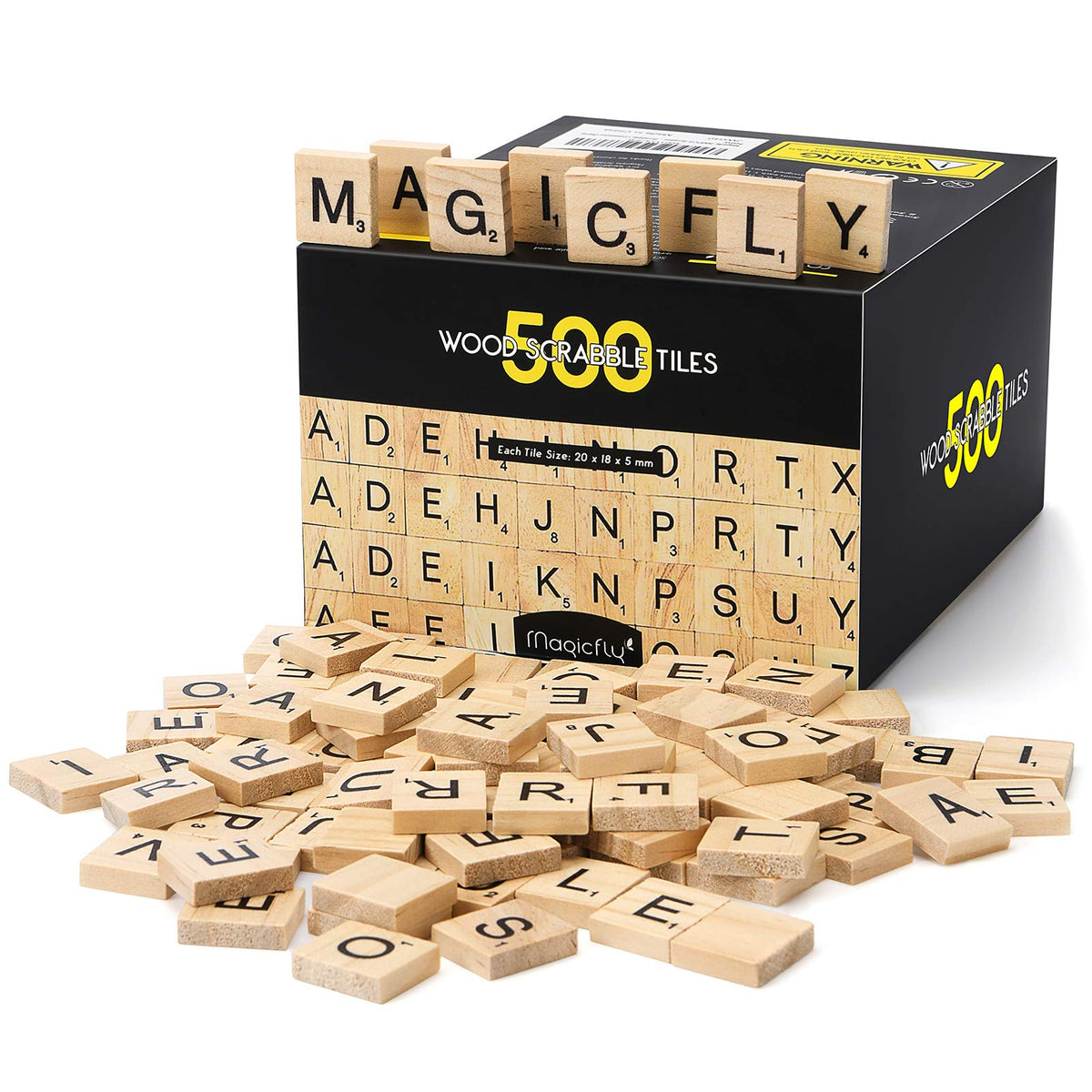 Magicfly Wooden Scrabble Tiles 500Pcs A-Z alphabet | Wood Letter Tiles