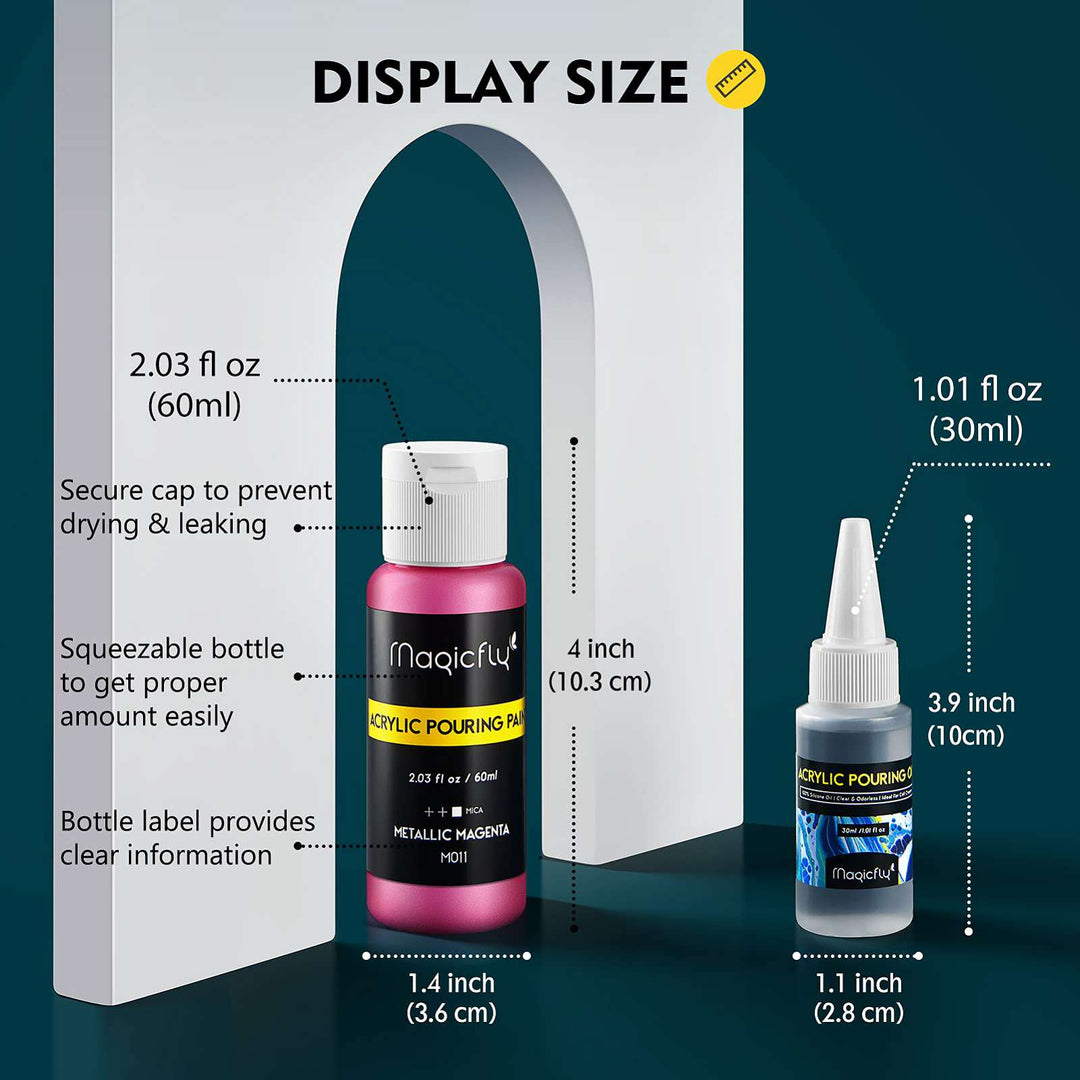 Magicfly Metallic Acrylic Pouring Paint Set with Silicone Oil