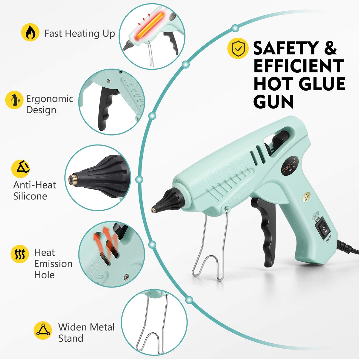 Magicfly Melt Glue Gun Kit Full Size with Glue Sticks | Dual Temp Glue Gun