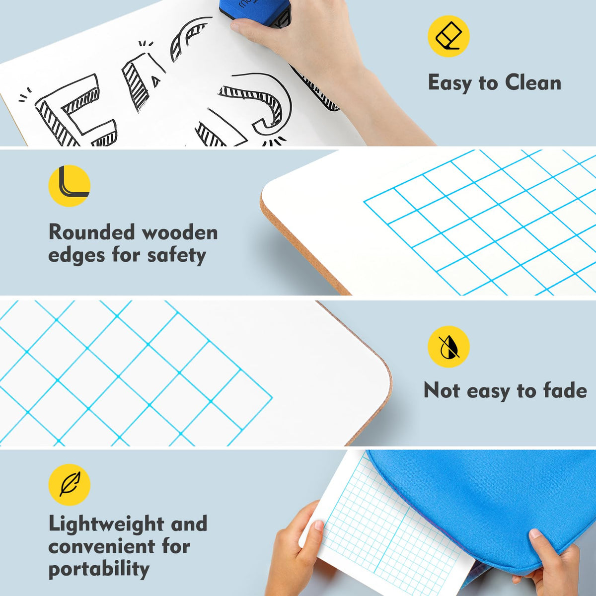 Magicfly Dry Erase Board with Grid Lines | 9x12 Inch Mini Dry Erase Board