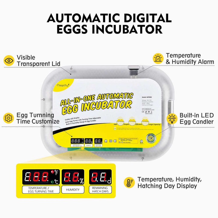 Auto Egg Incubator 40 Egg Hatching with LED Candler, Automatic Turning ...