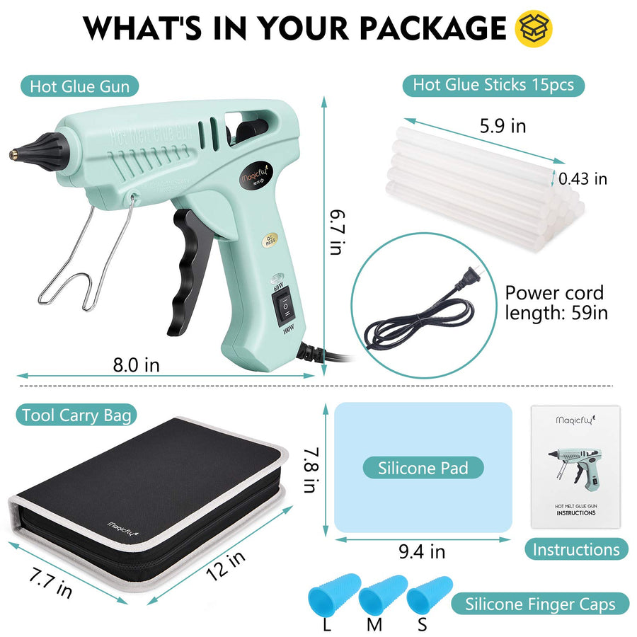 Magicfly Melt Glue Gun Kit Full Size with Glue Sticks | Dual Temp Glue Gun