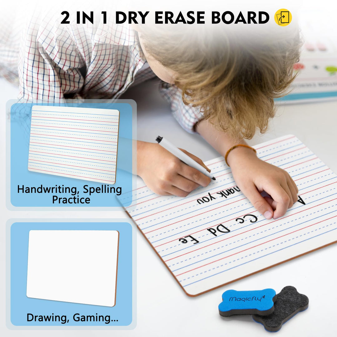 Magicfly Lined Dry Erase Board | 16 Pack Small 9"x12" Whiteboard