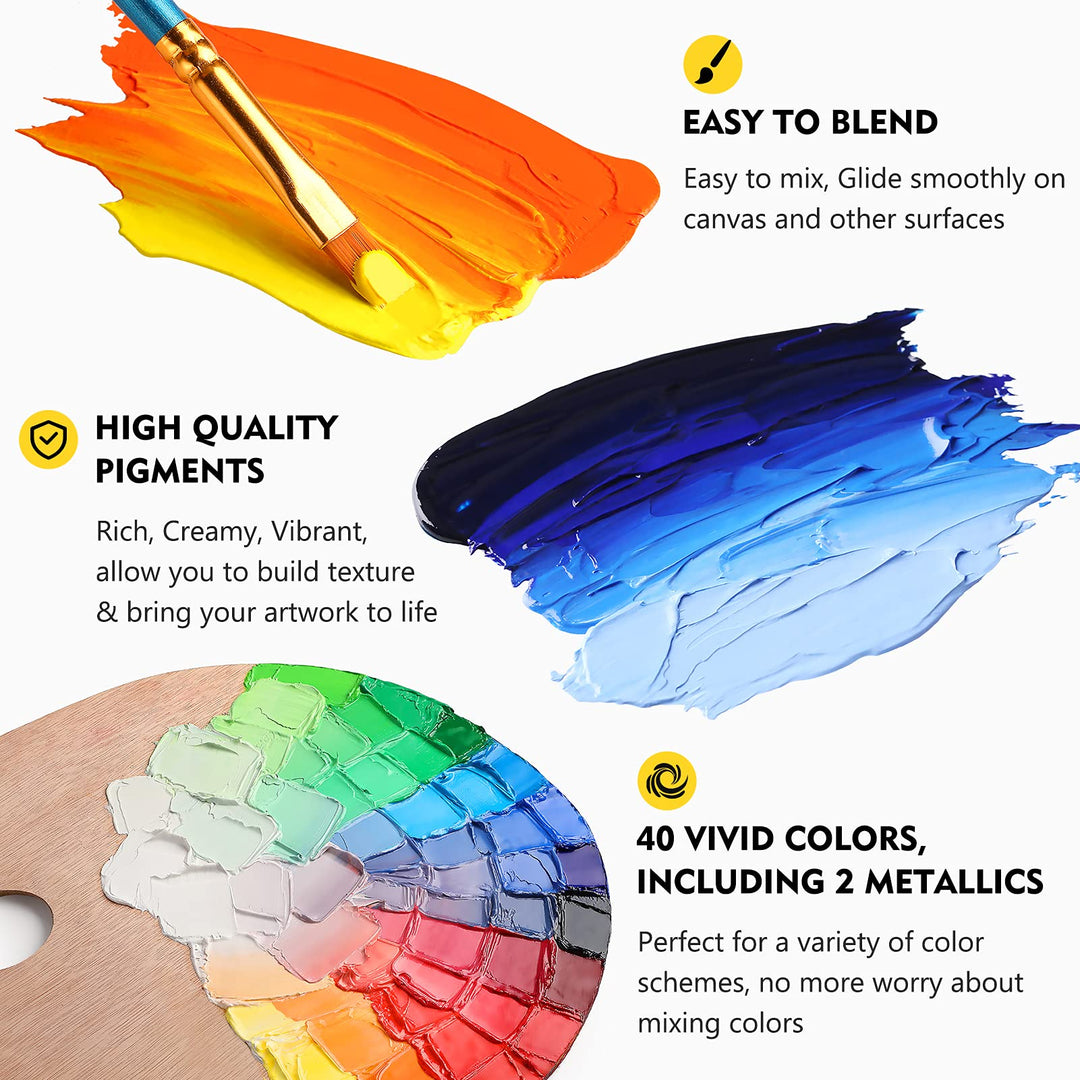 Magicfly Oil Paint 40 Tubes Set for Artists, Hobby Painter & Beginners