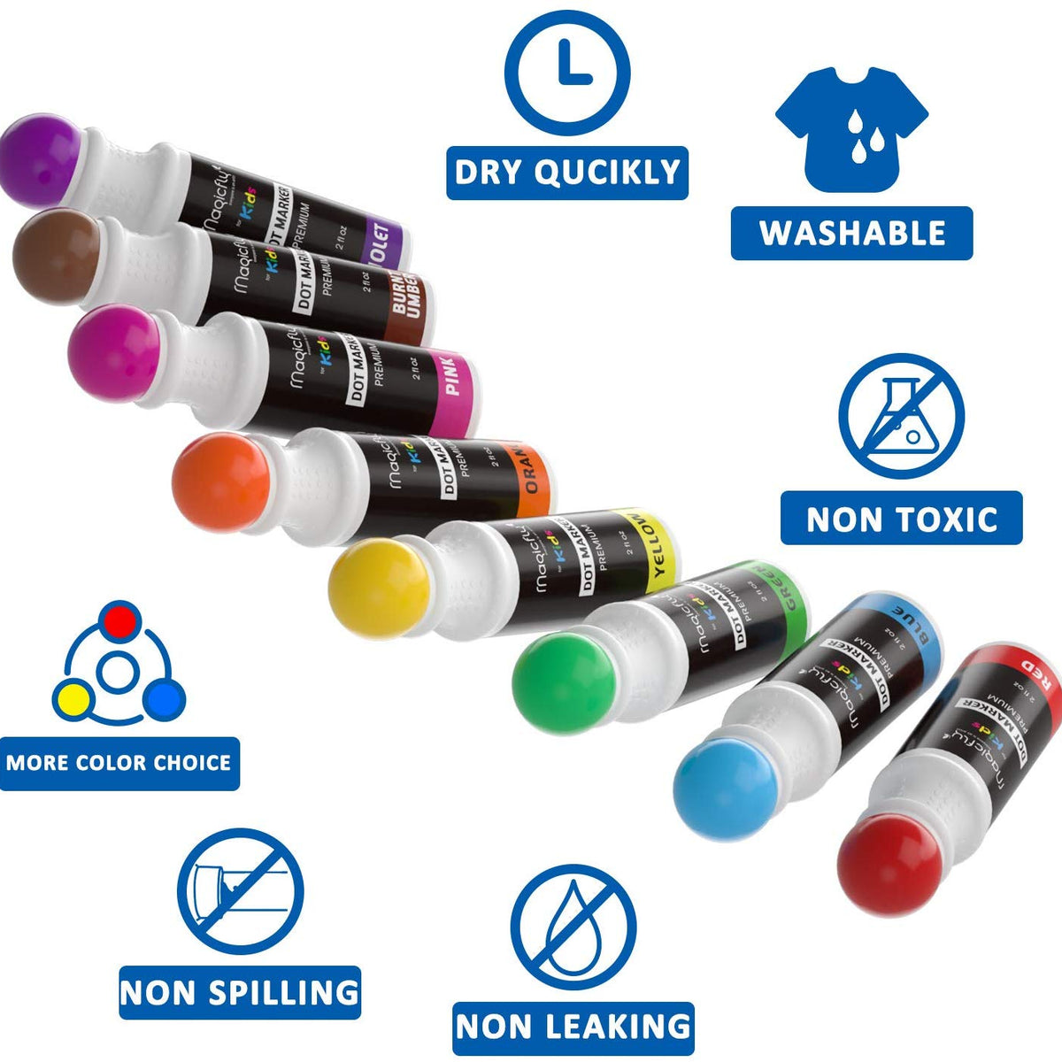Magicfly Washable Dot Markers 8/12 Colors