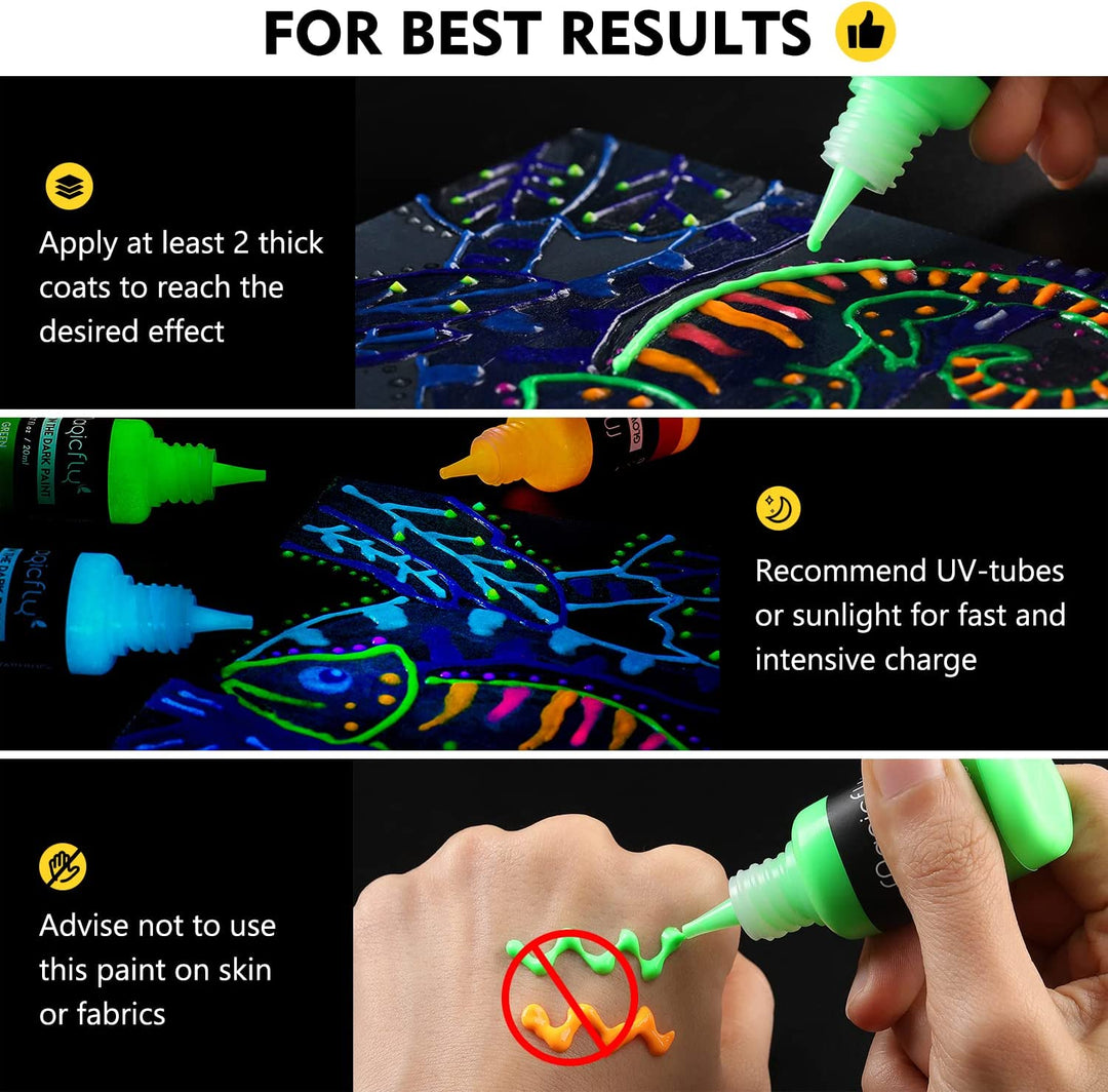 Magicfly Glow in The Dark Paint | Glow Acrylic Paint Set