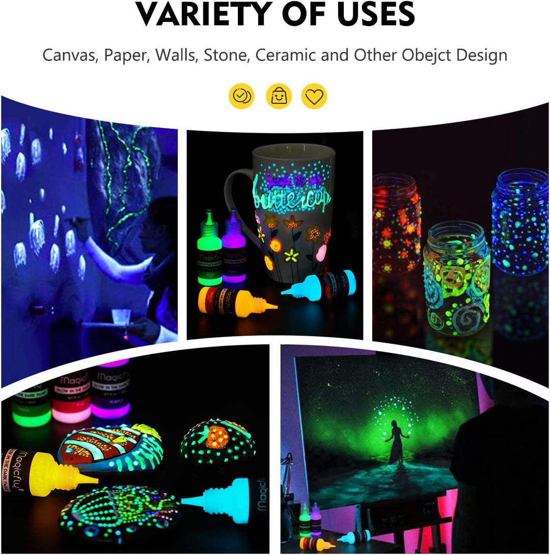 Magicfly Glow in The Dark Paint | Glow Acrylic Paint Set
