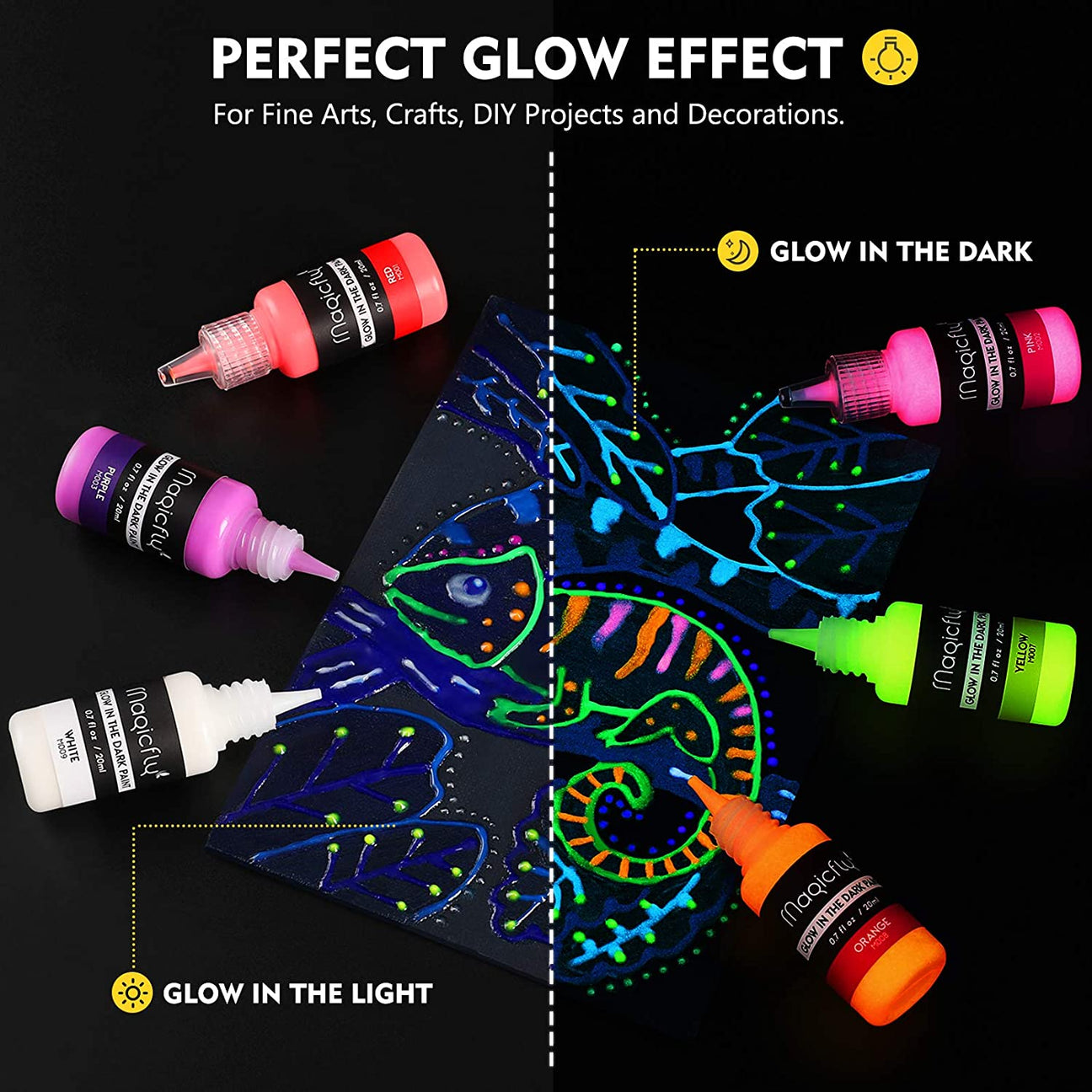 Magicfly Glow in The Dark Paint | Glow Acrylic Paint Set
